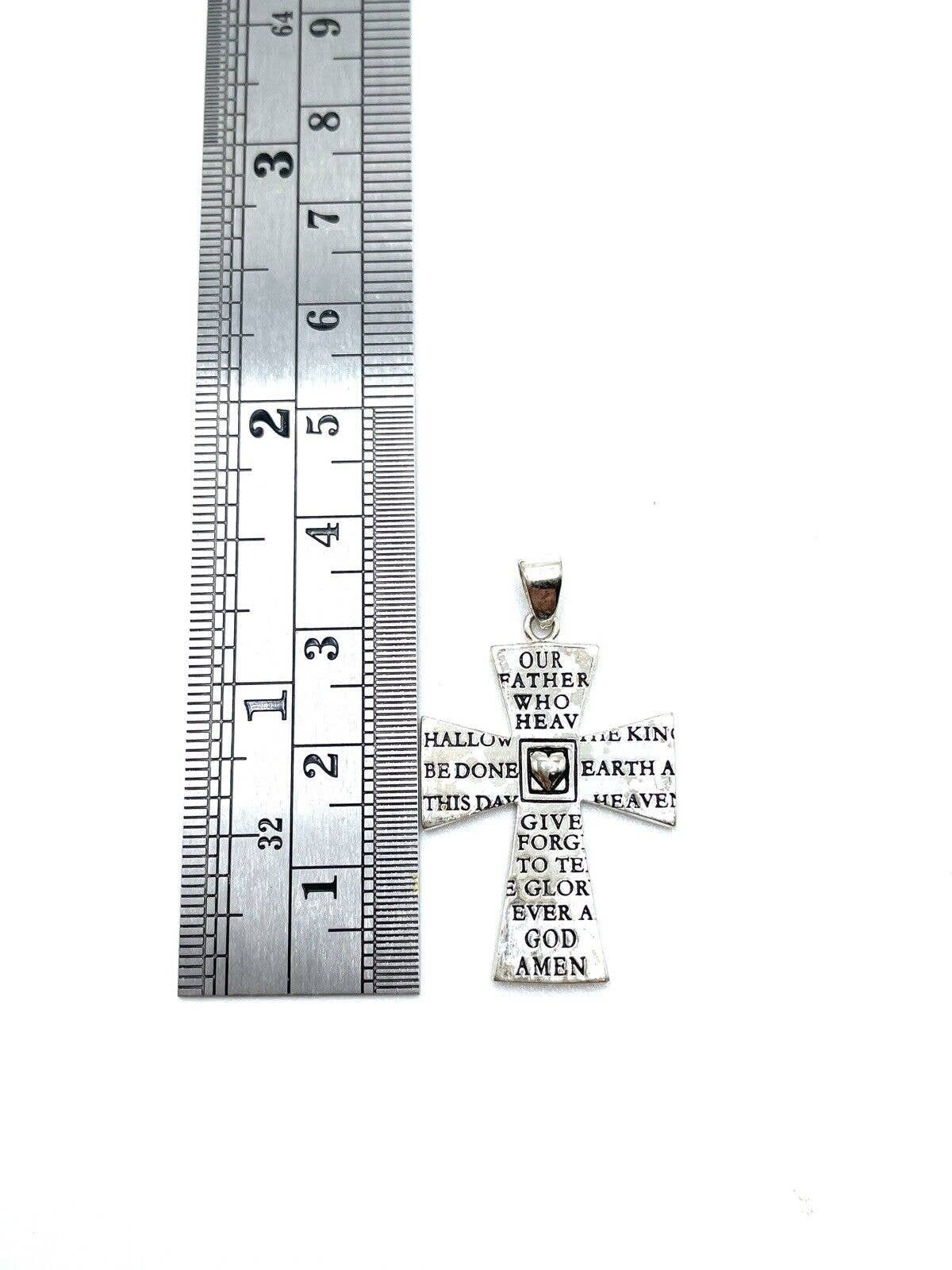 Sterling Silver the Lords Prayer Our Father Holy Cross Pendant ...