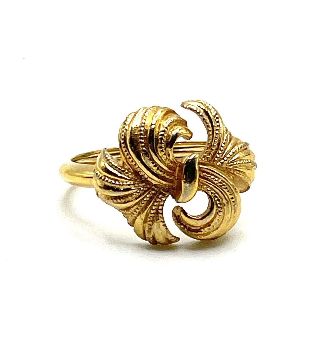 Avon Gold Flowing Ribbons Ring Vintage Whimsical - Etsy