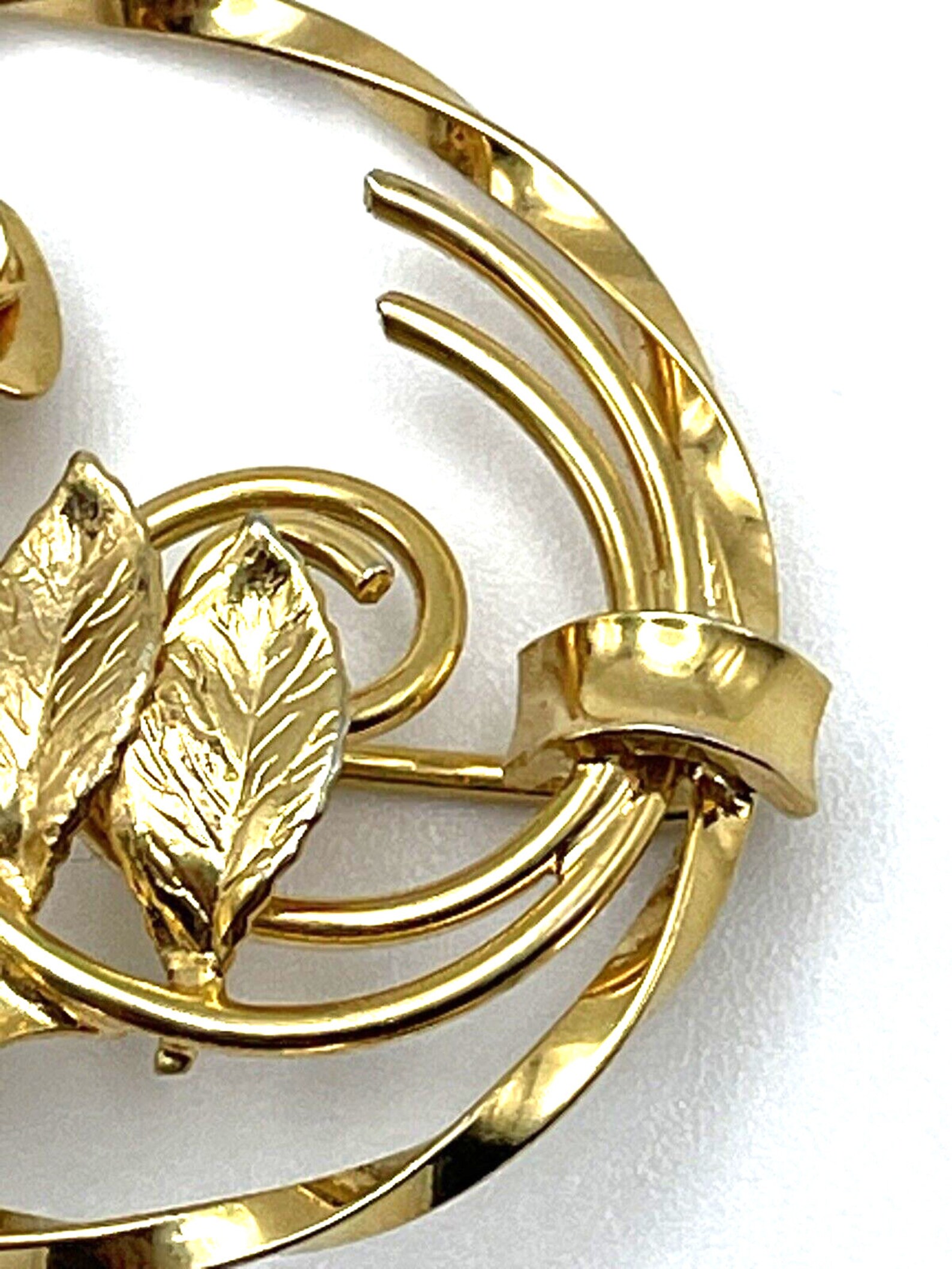 Charles Reis 14k GF Gold Long Stem Rose Spiral Round Brooch - Etsy