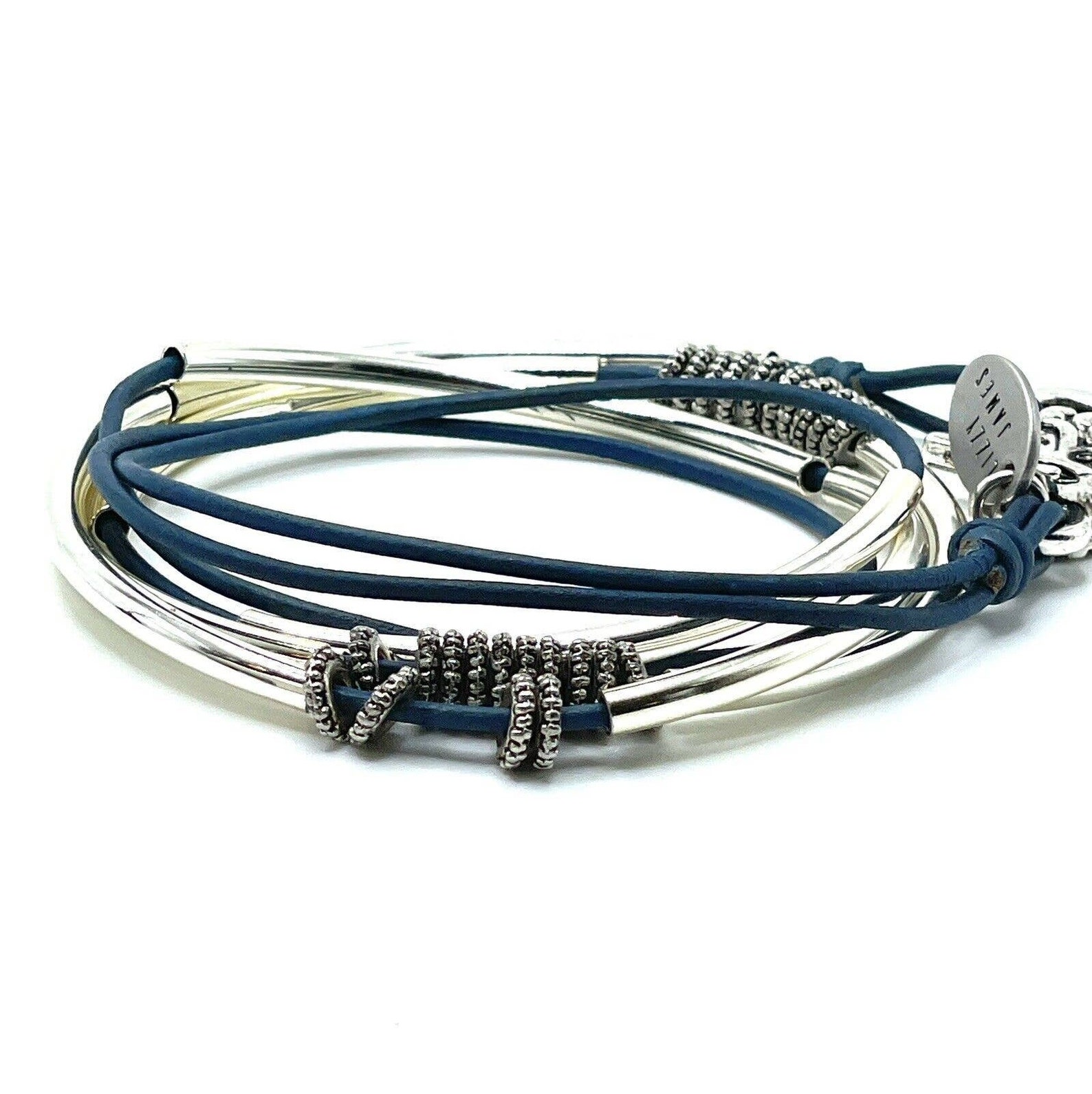 Lizzie James Convertible Necklace Bracelet Teal Leather Silver Wrap ...