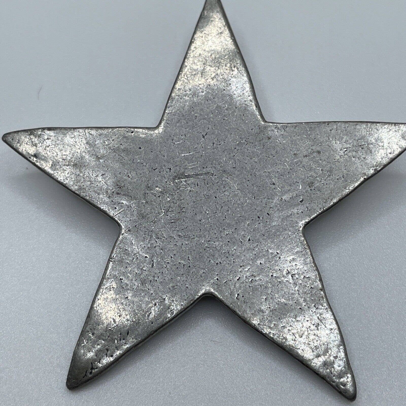 Sheridan Pewter Large Brutalist Hammered Silver Five Pointed Star Pin ...