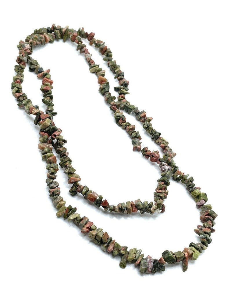Unakite Jasper Chip Third Eye Chakra Necklace Healing Crystal - Etsy