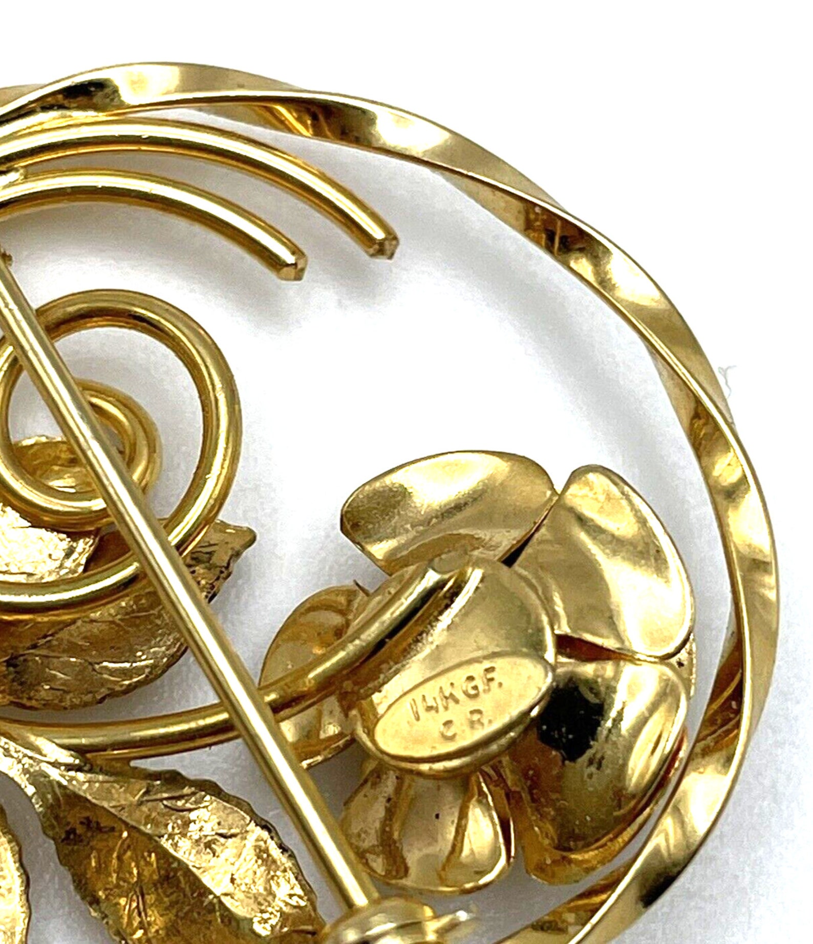 Charles Reis 14k GF Gold Long Stem Rose Spiral Round Brooch - Etsy
