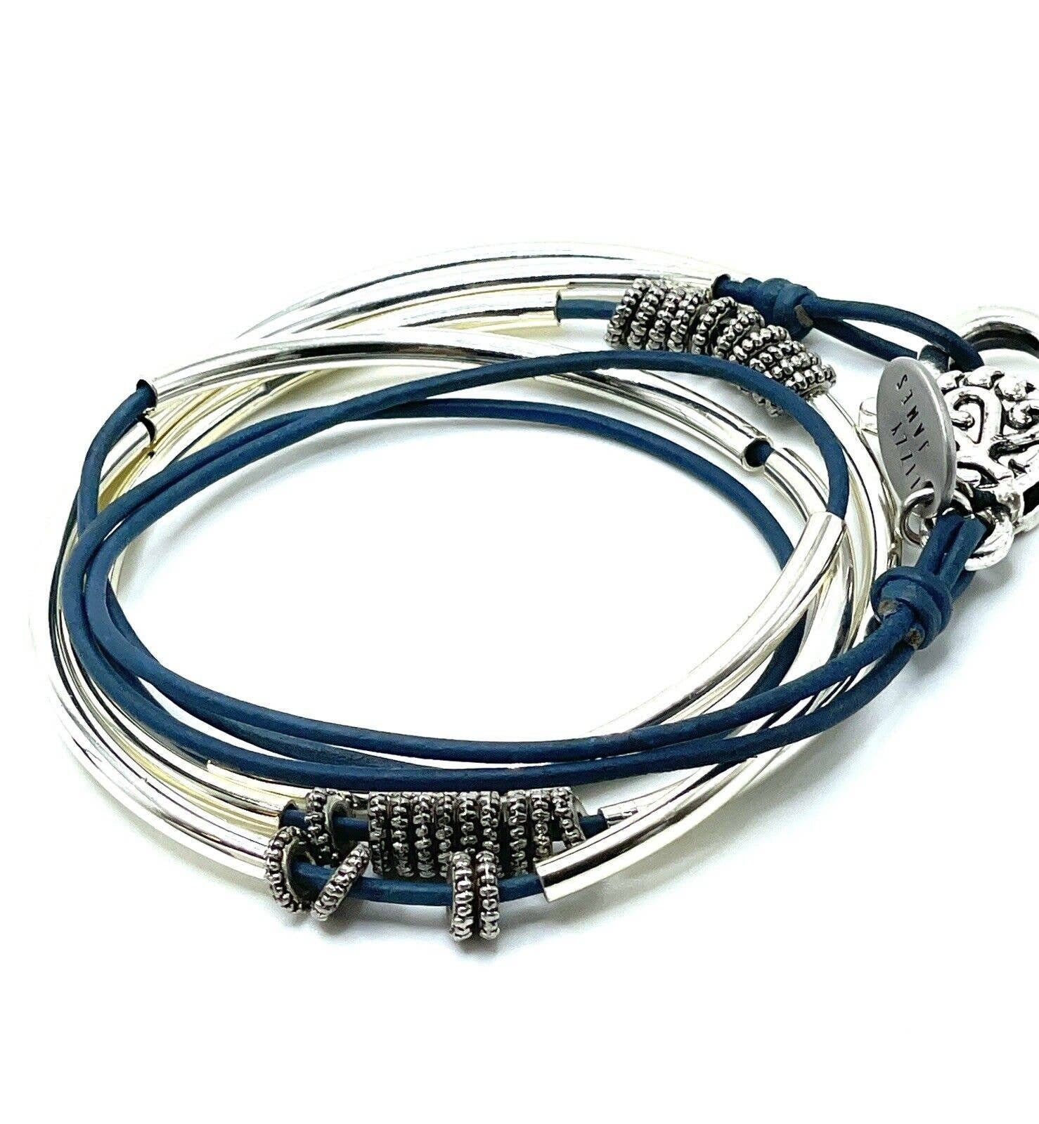 Lizzie James Convertible Necklace Bracelet Teal Leather Silver Wrap ...