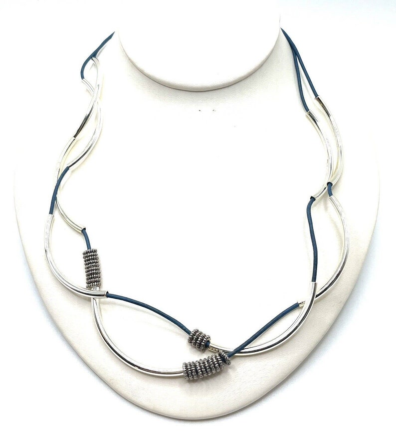 Lizzie James Convertible Necklace Bracelet Teal Leather Silver Wrap ...