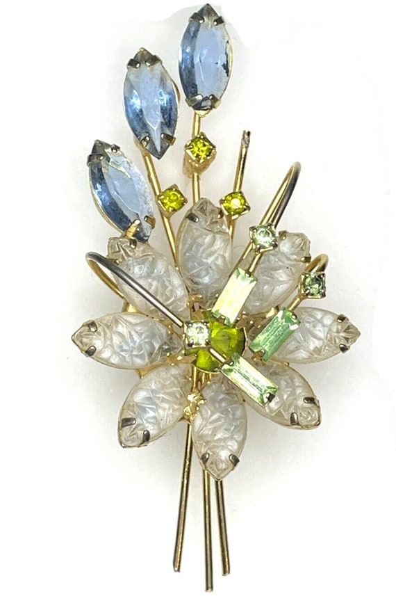 Vintage 3D Brooch pastel color resin butterfly flowe… - Gem