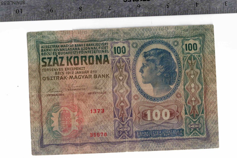 Antique 1912 Austrian Hungarian Empire 100 Kronen Banknote - Etsy