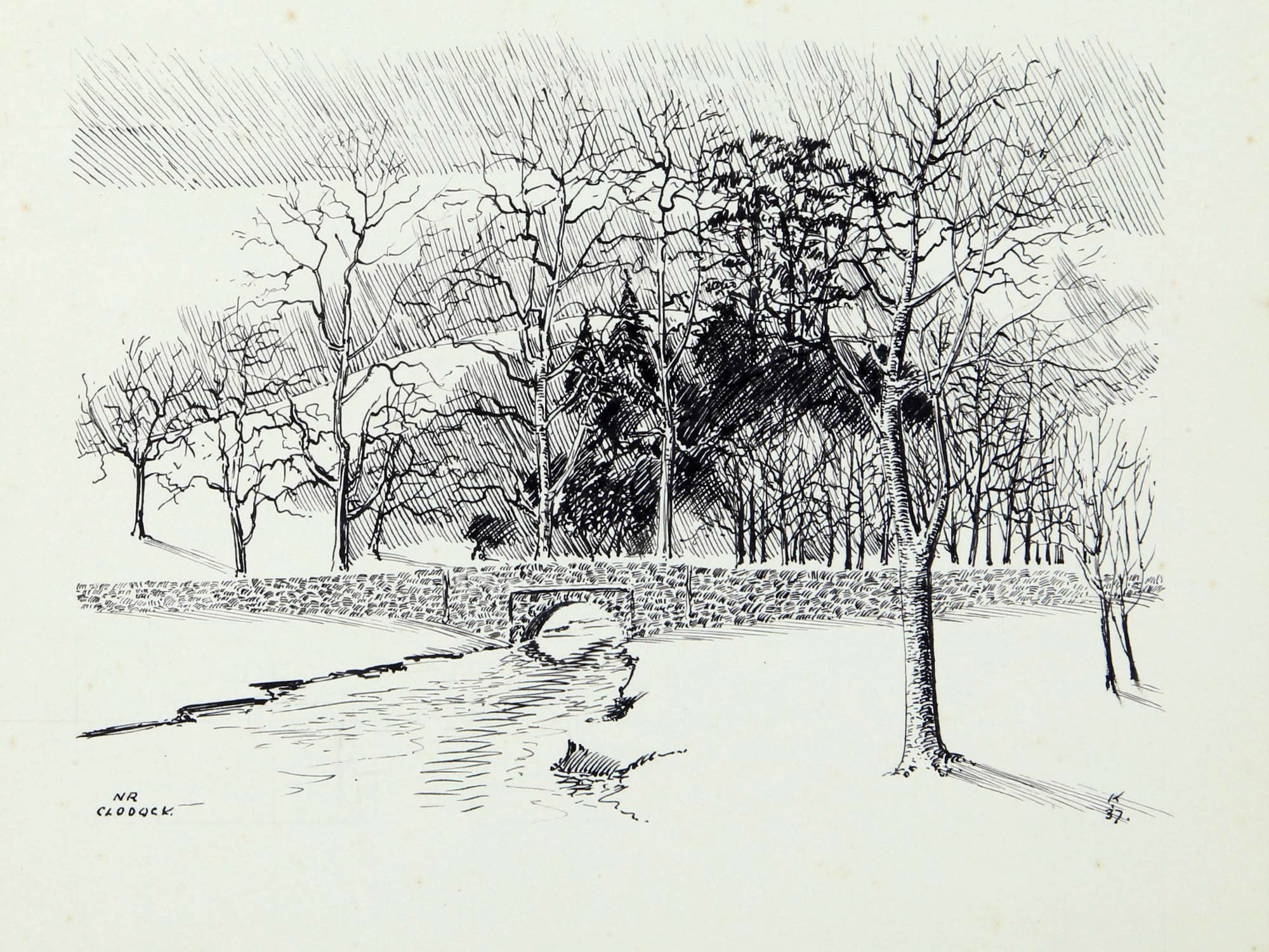 Drawing & Illustration Pen & Ink Art & Collectibles British Wales Lake ...