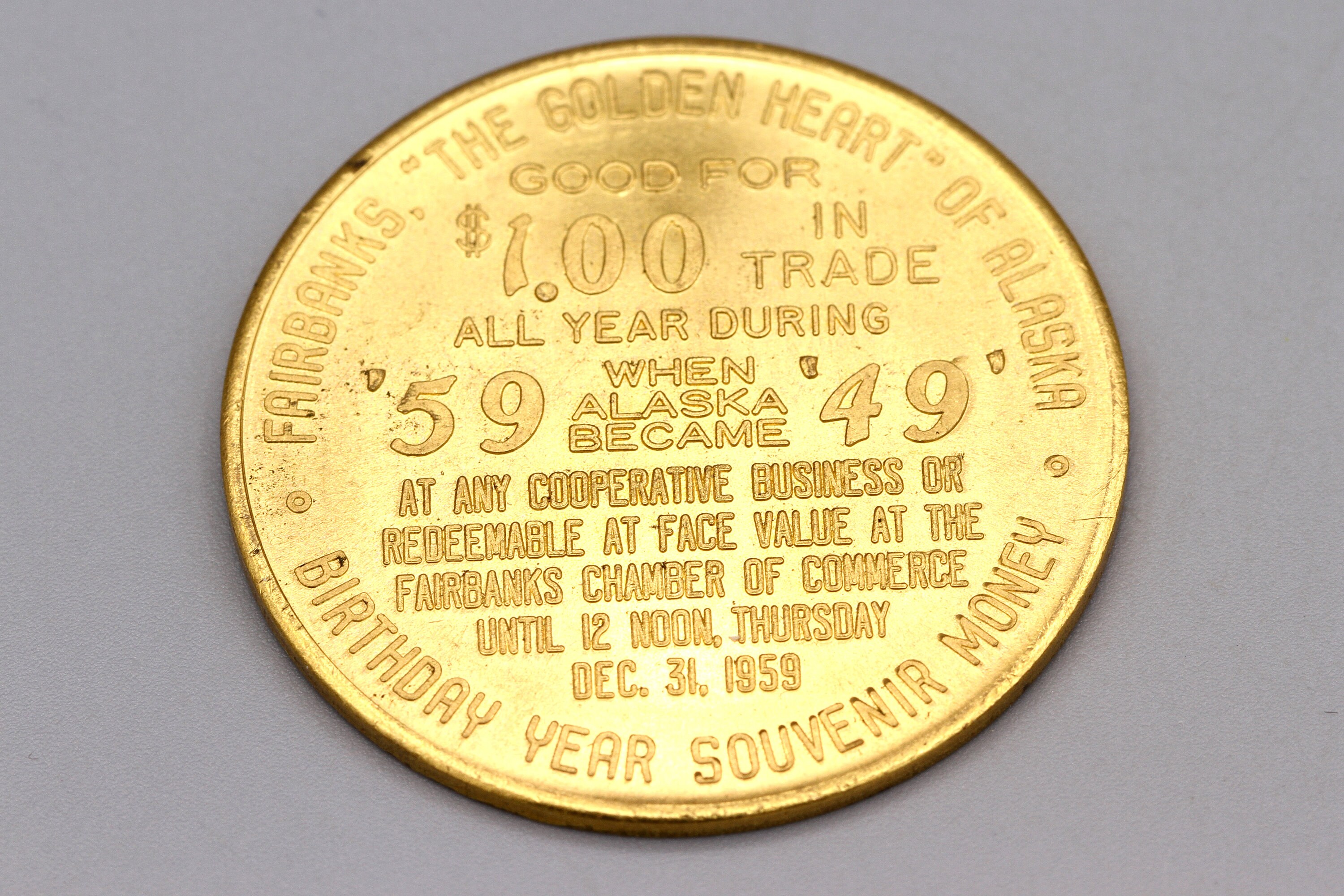 Vintage Commemorative Issue Alaska 49th State, Fairbanks the Golden ...