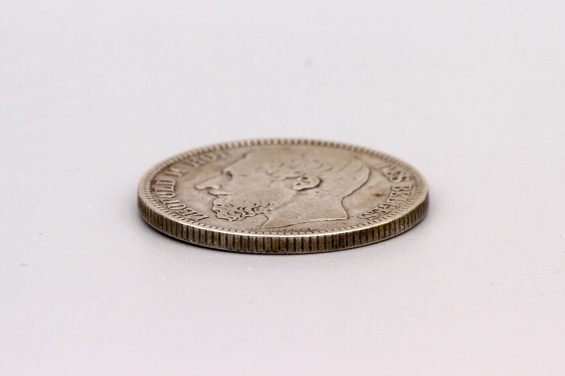 Antique 1867 King Leopold II of Belgium 2 Franc Silver Coin, High Grade ...