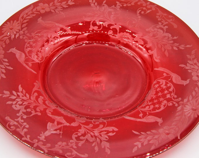 Ruby Red Venetian Glass Six Salad Plates 8 Inches Appetizer - Etsy