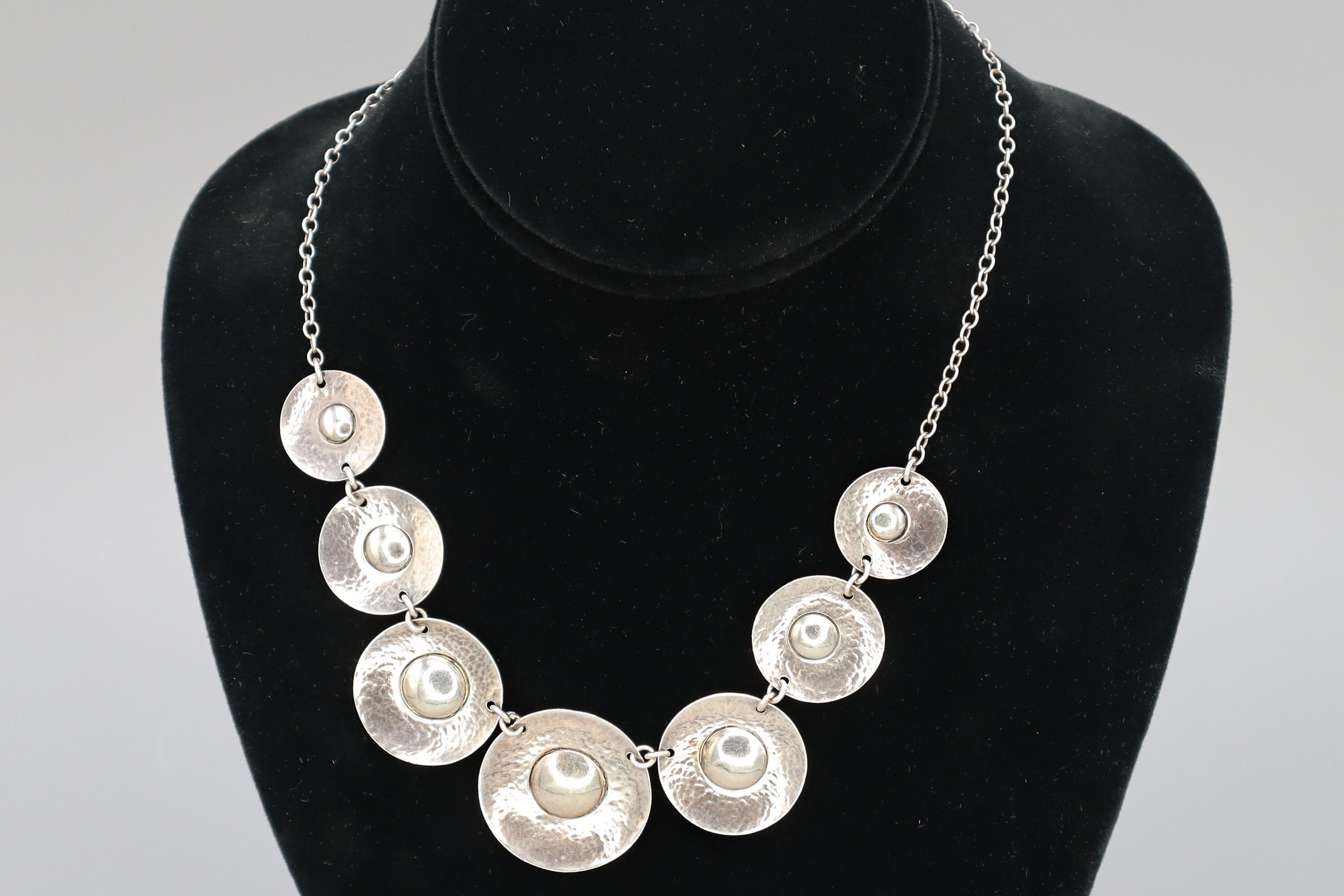 Vintage Mid Century Mexican Fine 925 Sterling Silver Graduated Disc ...