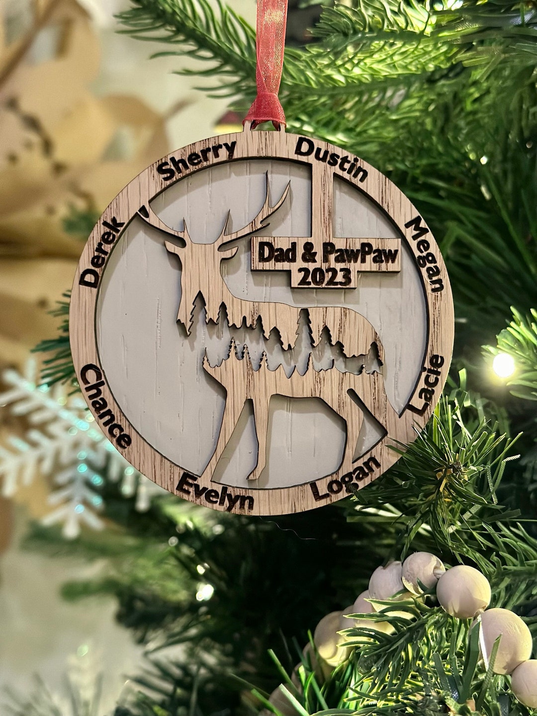 Custom Family Name Buck Ornament | Personalized Deer Ornament ...
