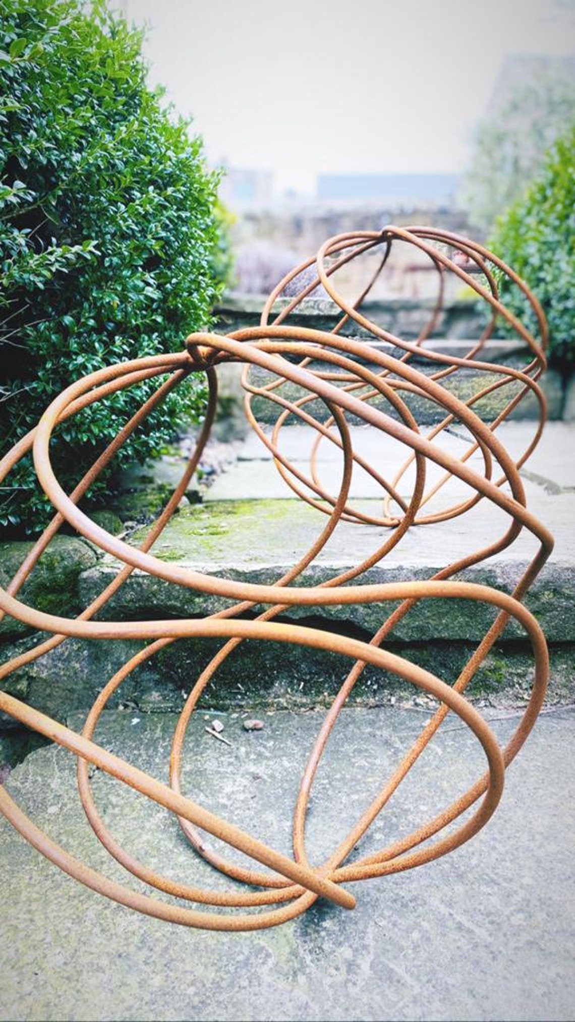 Small Rusty Metal Garden Spiral Ball. Hand Made Sphere - Etsy UK