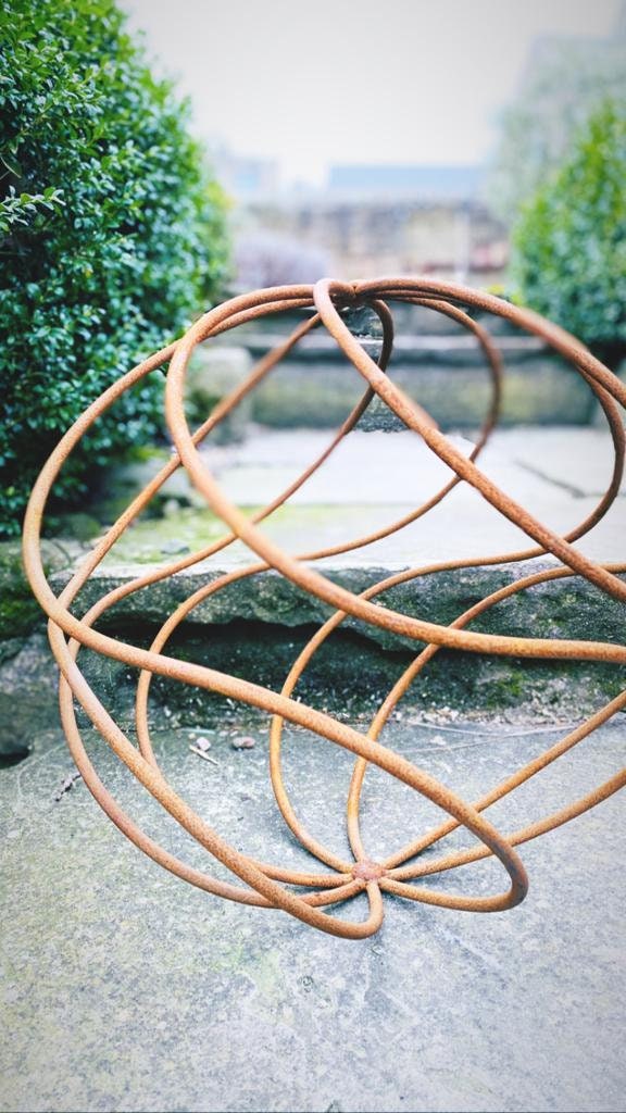 Small - Rusty Metal Garden Spiral Ball. Hand Made Sphere Garden ...