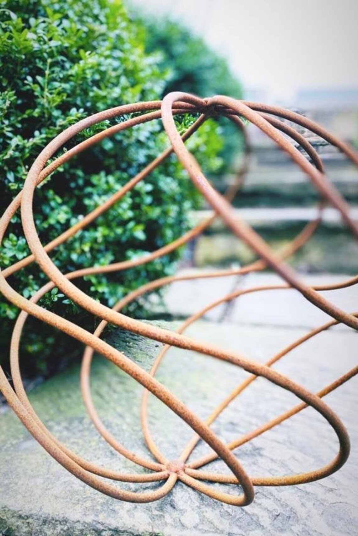 Small - Rusty Metal Garden Spiral Ball. Hand Made Sphere Garden ...