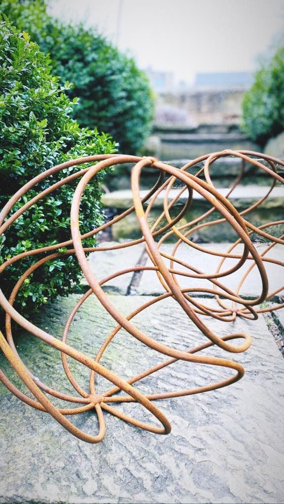 Small - Rusty Metal Garden Spiral Ball. Hand Made Sphere Garden ...