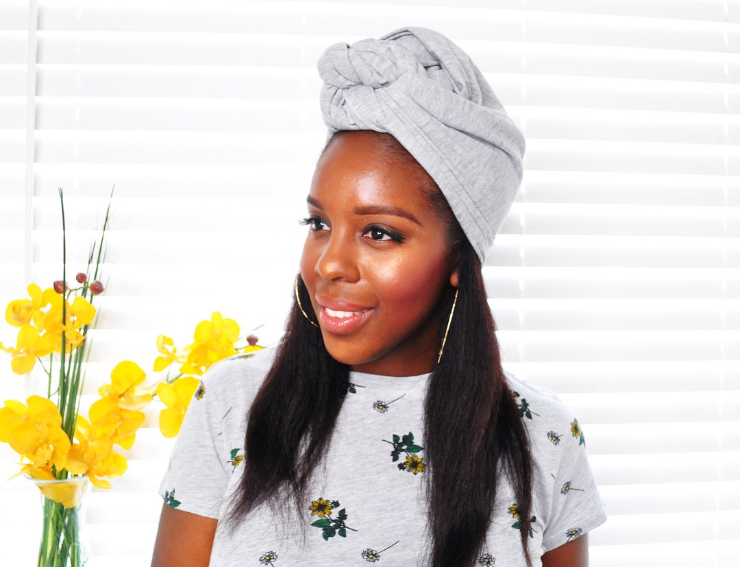 Grey Marl | Stretch Jersey Headscarf | Adult Boho Head Wrap | Turban ...