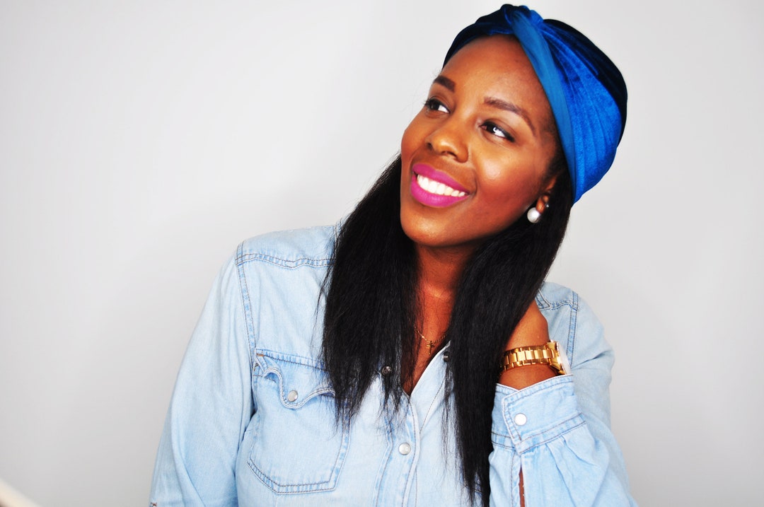 Peacock Blue Velvet Twist Turban, Head Wrap, Boho Turban, Ready ...