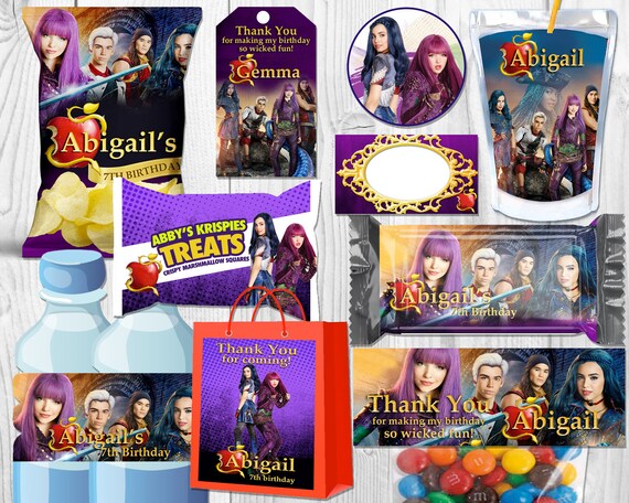 Banners & Signs Party Décor Descendants 3 Mal Tags Cupcake Digital ...