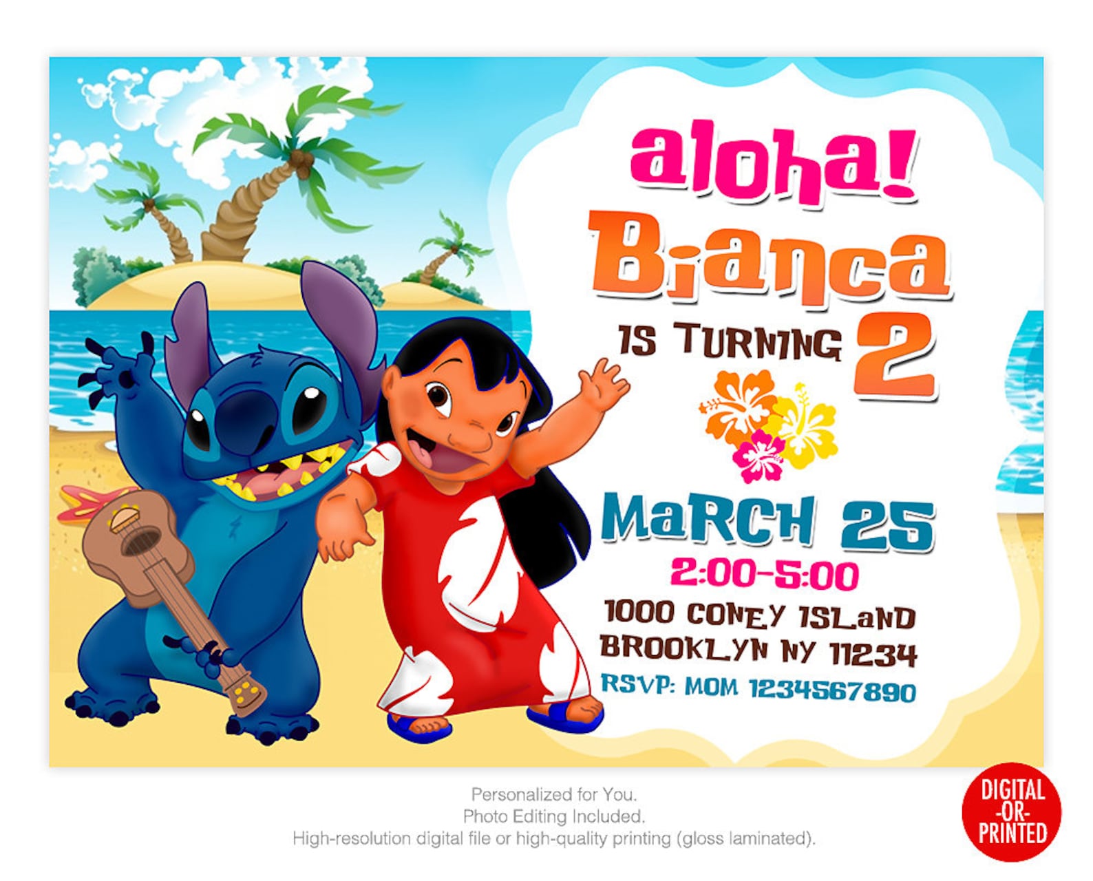 Lilo y Stitch Stitch Invitaciones Lilo y Stitch Luau | Etsy México