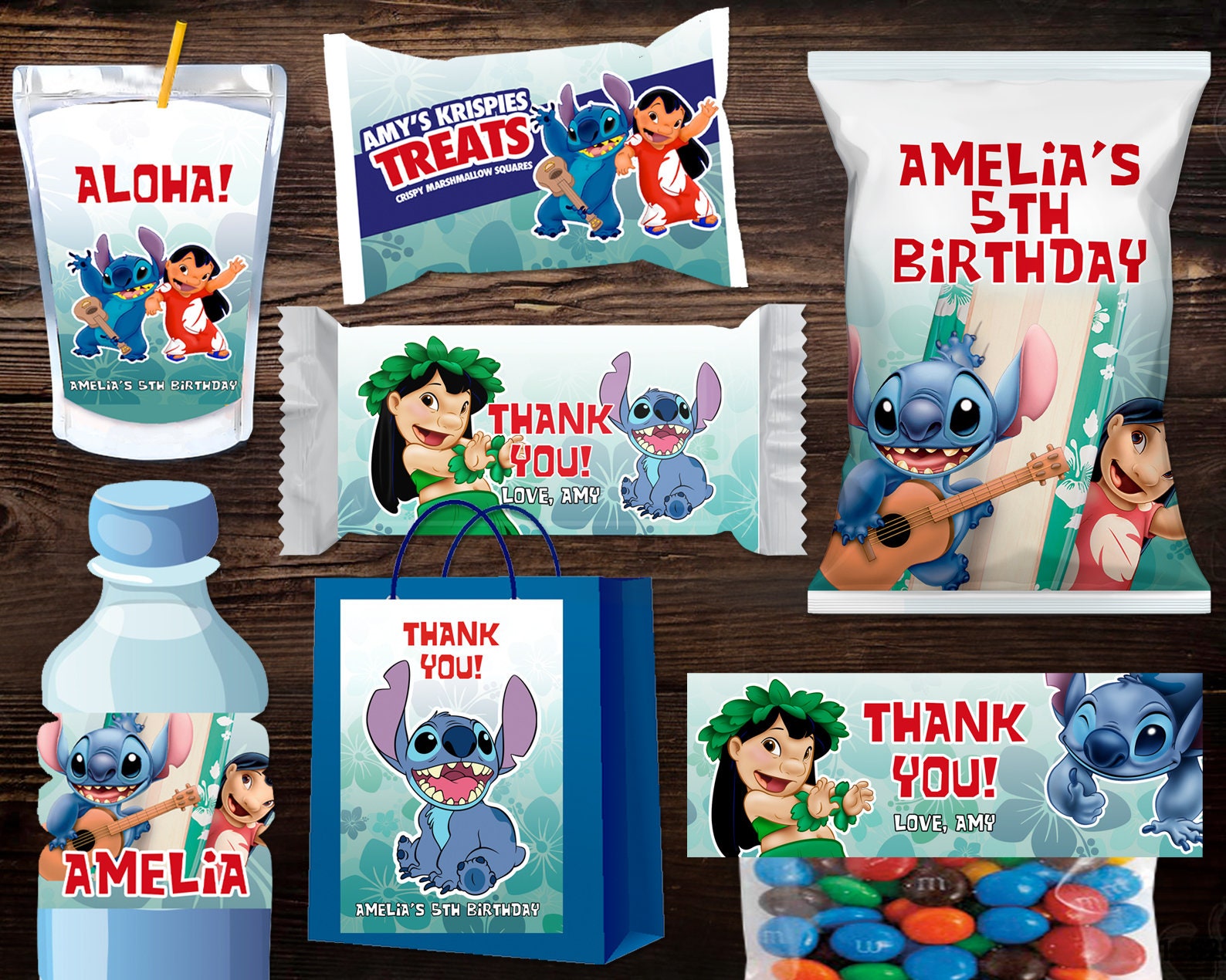 Labels Lilo and Stitch Pack Lilo Stitch Birthday Party Stich | Etsy