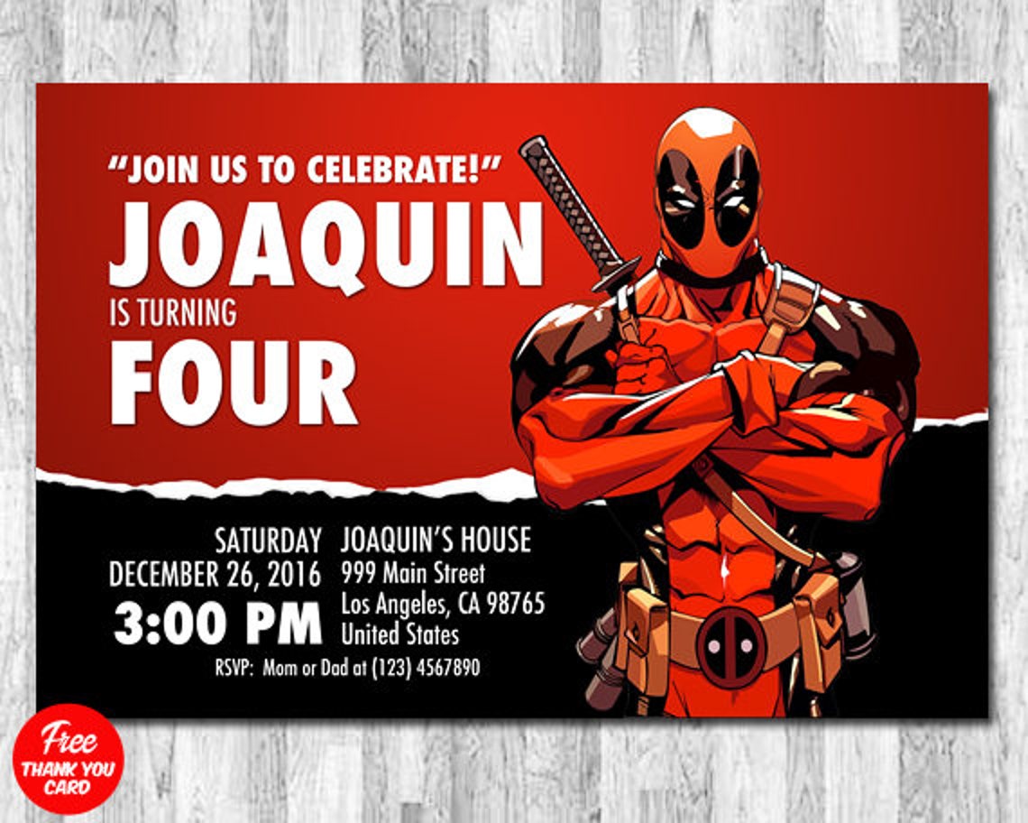 Invitación de Deadpool Invitación de cumpleaños de Deadpool | Etsy México