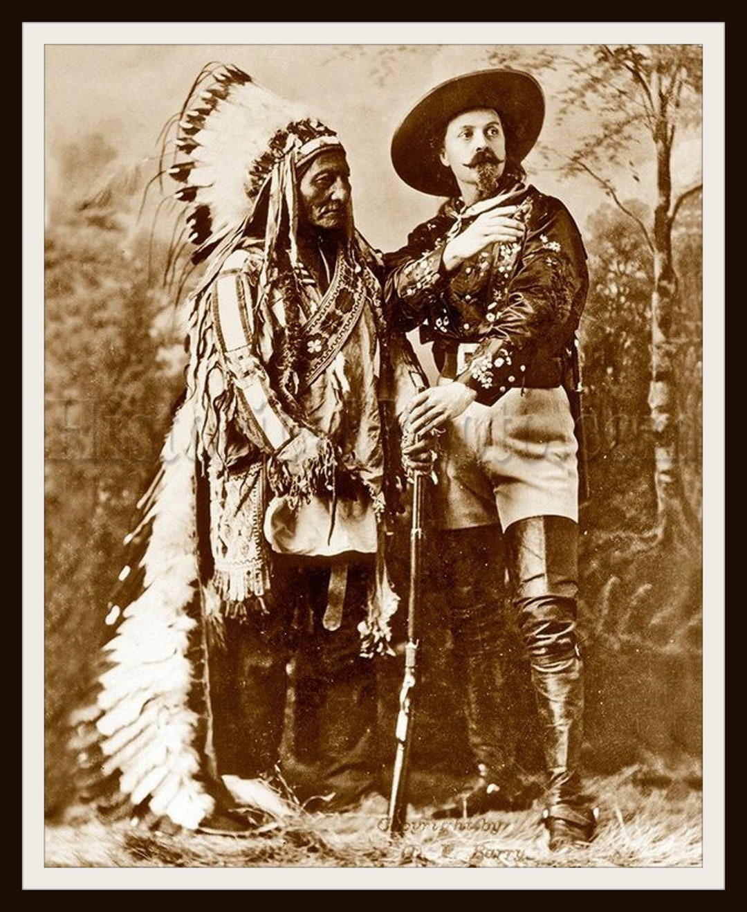 Vintage Historic Reproduction Photo Buffalo Bill Cody and Chief Sitting ...