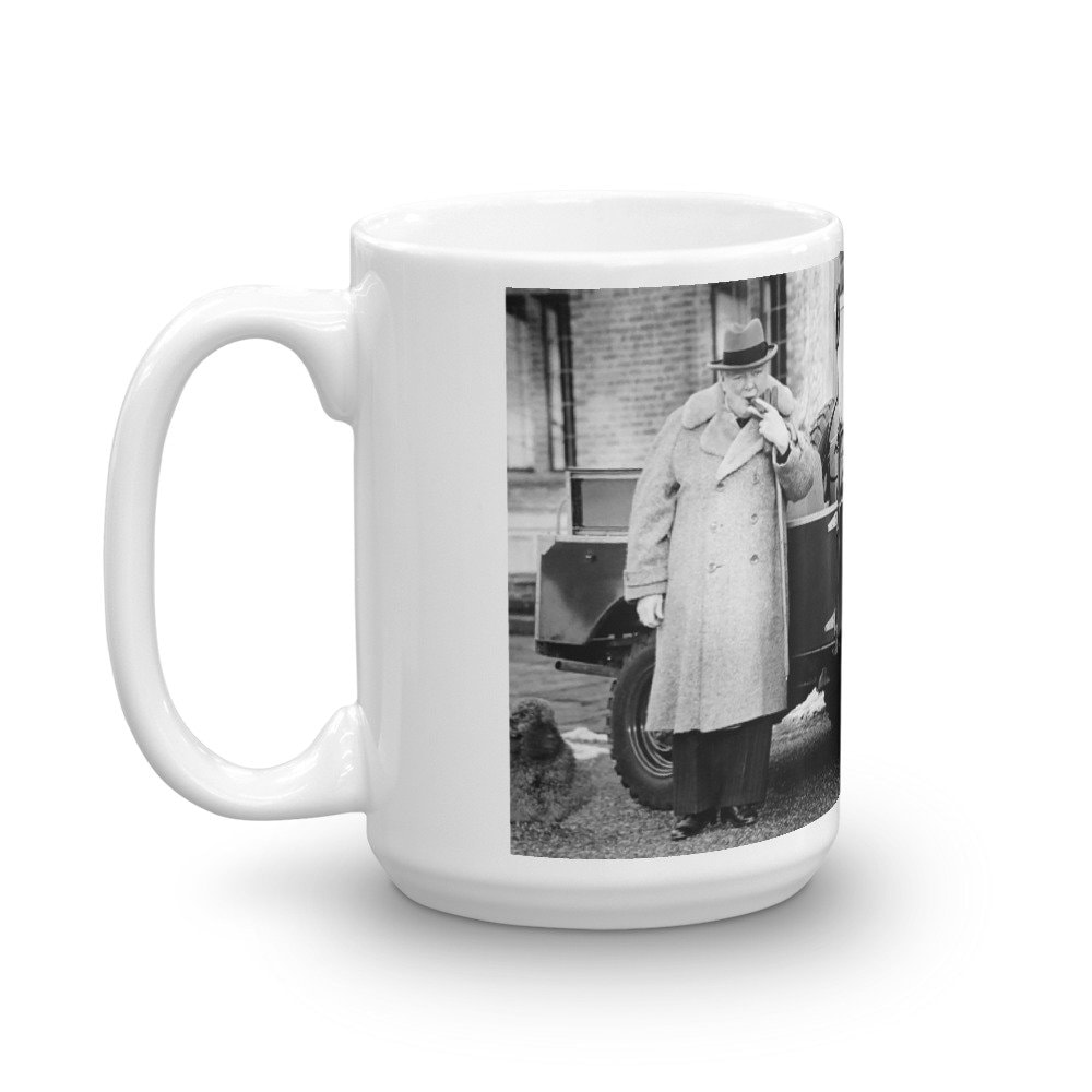 Vintage Image Winston Churchill Mug, Vintage Mug, Black and White Photo ...
