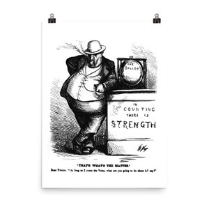 Vintage Boss Tweed Political Poster, Political Satire Poster, as Long ...