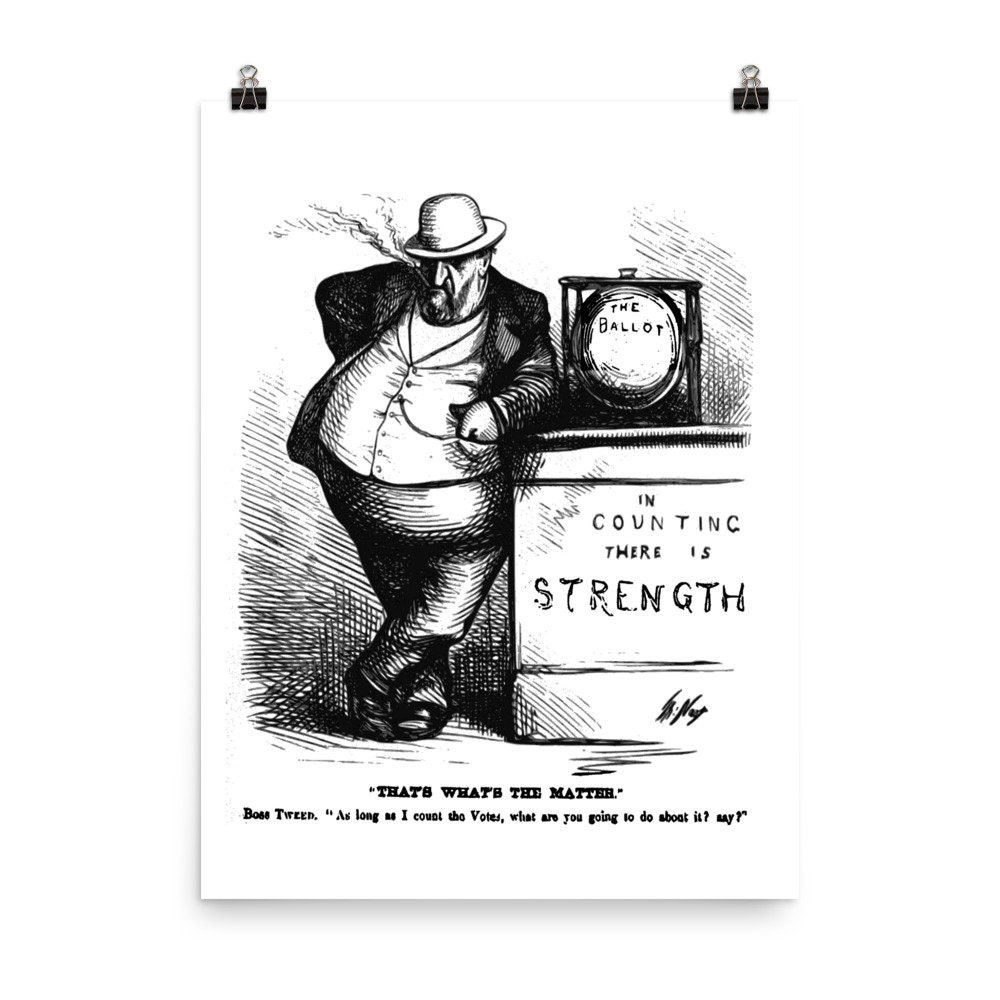 Vintage Boss Tweed Political Poster, Political Satire Poster, "as Long ...
