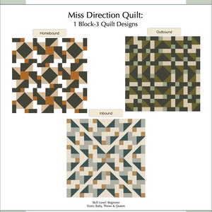 Miss Direction Quilt Pattern- A 3-in-1 Modern, Beginner-friendly Quilt ...