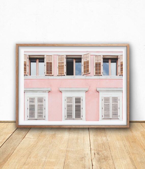 Pink Building Printable Art | Etsy