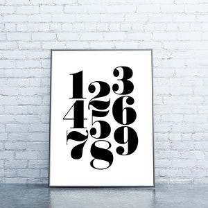 Numbers Print - Scandinavian Wall Art, Digital Print, Numeral Print ...