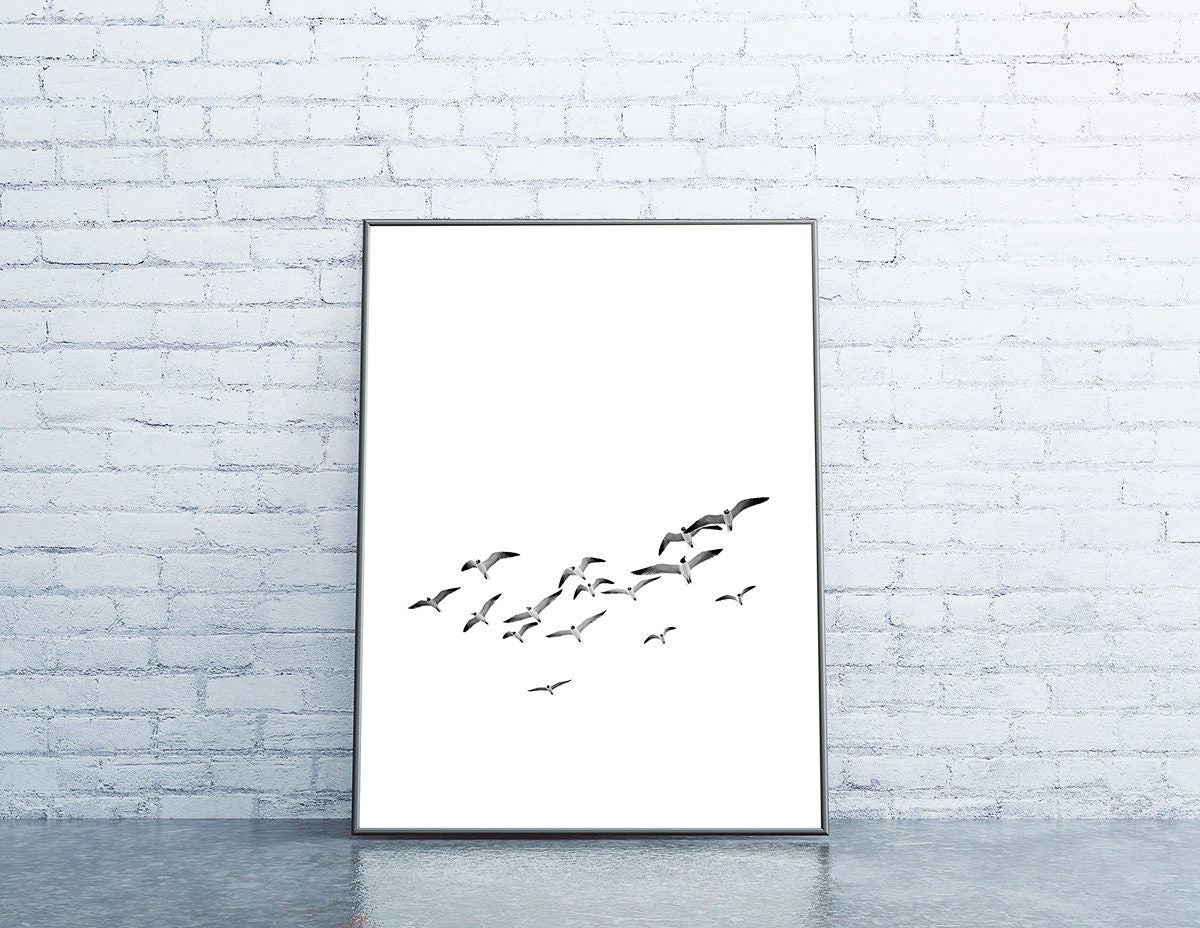 Birds Print Printable Photo Flying Birds Print Flock of - Etsy