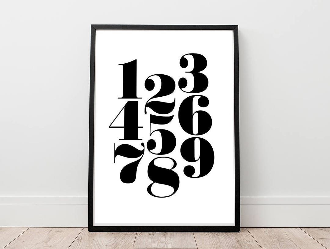 Numbers Print - Scandinavian Wall Art, Digital Print, Numeral Print ...