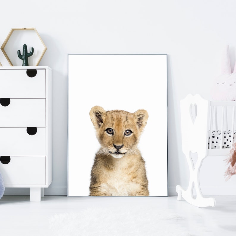 Lion Cub Digital Print Printable Nursery Art Lion Poster | Etsy
