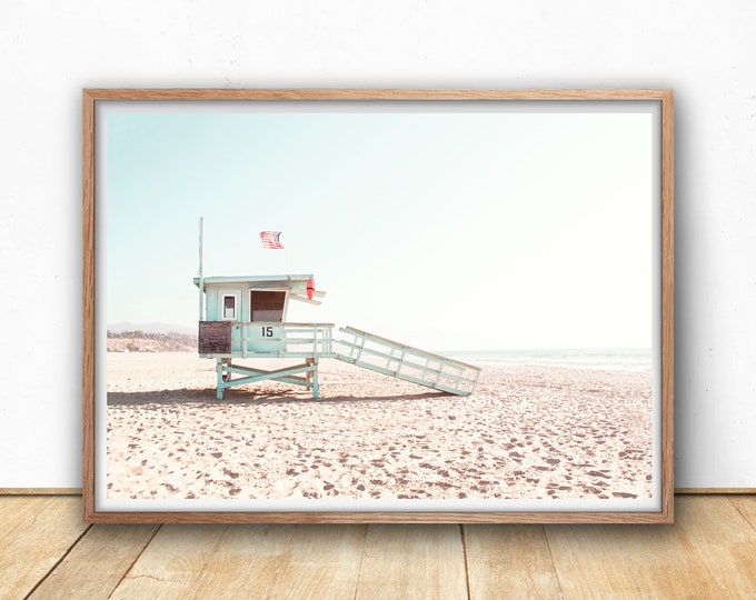 Pink Coast Guard Tower, Beach Life, Life Guard, Palm Trees, Summer ...