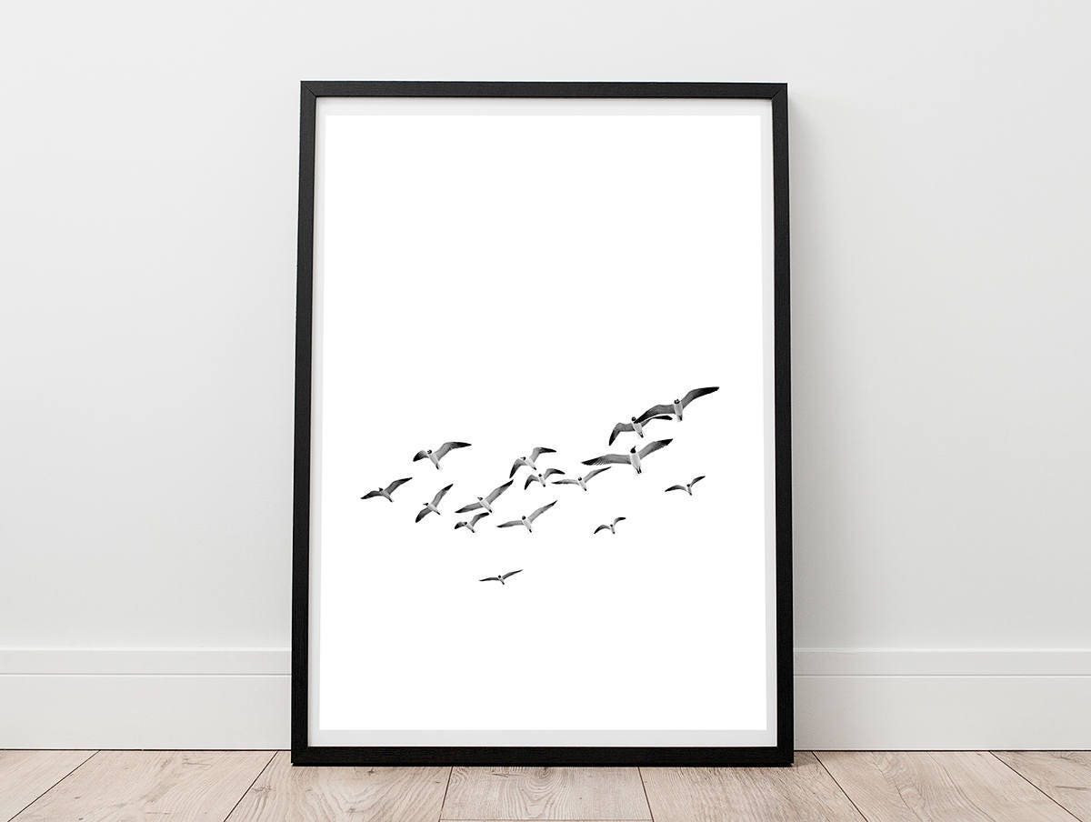 Birds Print Printable Photo Flying Birds Print Flock of - Etsy