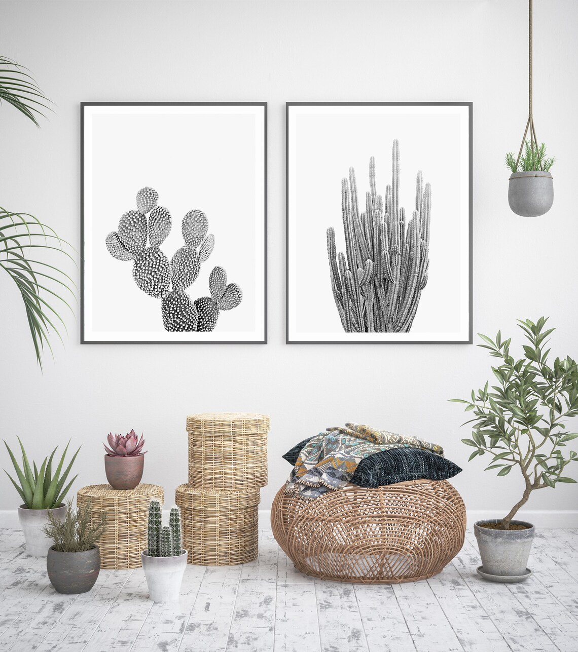 Boho Cactus Decor Printable Wall Art Set - Etsy