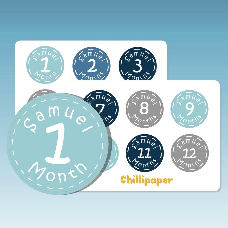 Baby Boy Month Stickers - Etsy