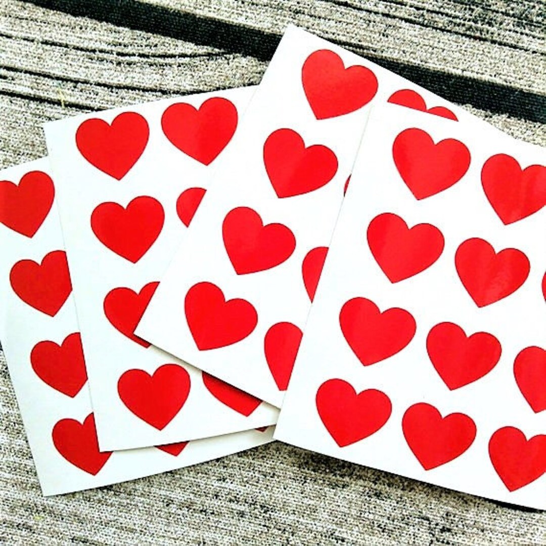 48 Red Heart Stickers, Red Heart Mini Decals, Red Heart Envelope Seals ...