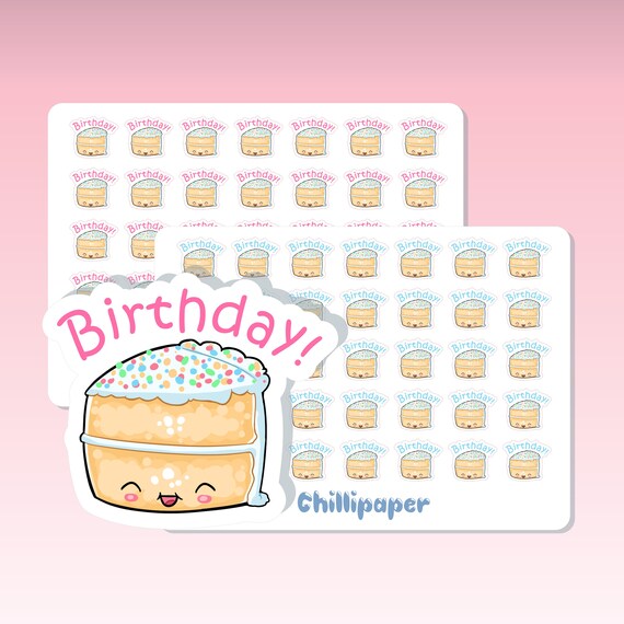 Birthday Reminder Planner Stickers Cake Planner Sticker - Etsy