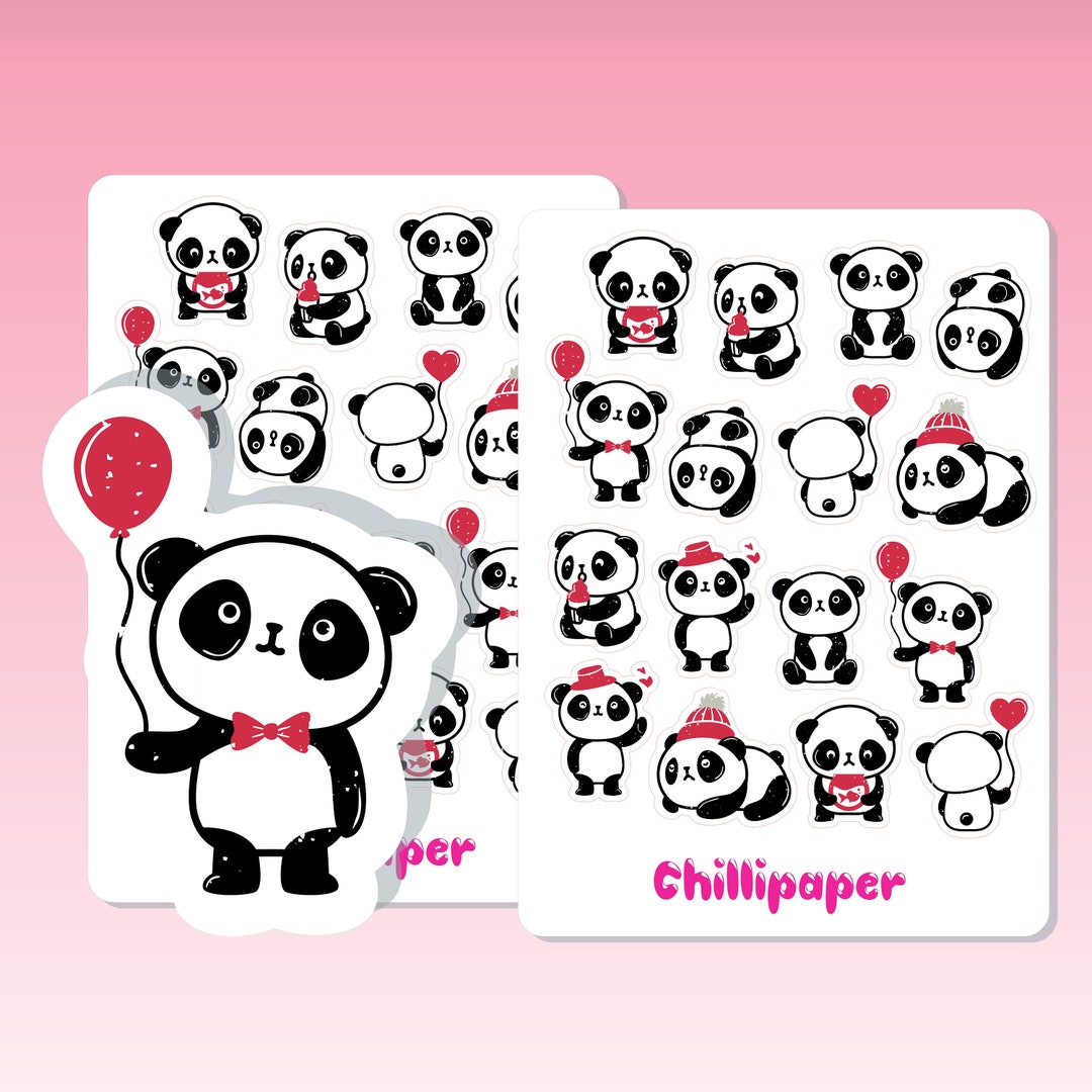 Kawaii Panda Stickers, Cute Panda Stickers, Kawaii Stickers, Kawaii ...