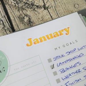 Bullet Journal, Blue, Months of the Year, Watercolor Headers, Stickers ...