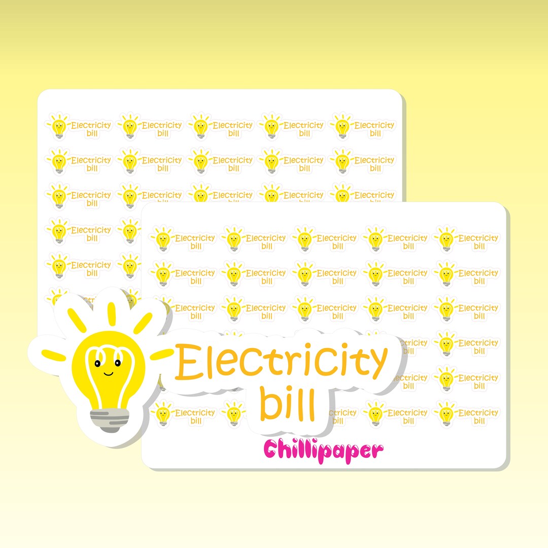 Electricity Bill Planner Stickers, Money, Cash, Finance Planner Sticker ...