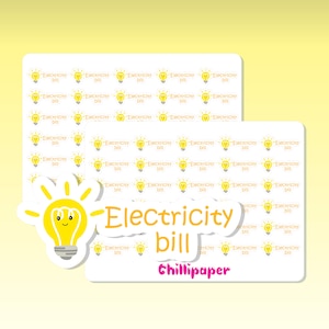Electricity Bill Planner Stickers, Money, Cash, Finance Planner Sticker ...