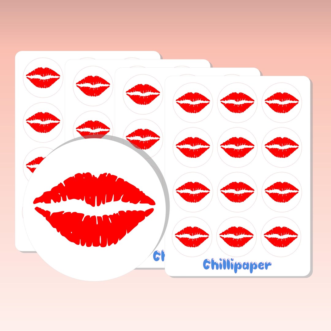 96 Red Lipstick Kiss Stickers Labels. Wedding Seals. Envelope - Etsy UK