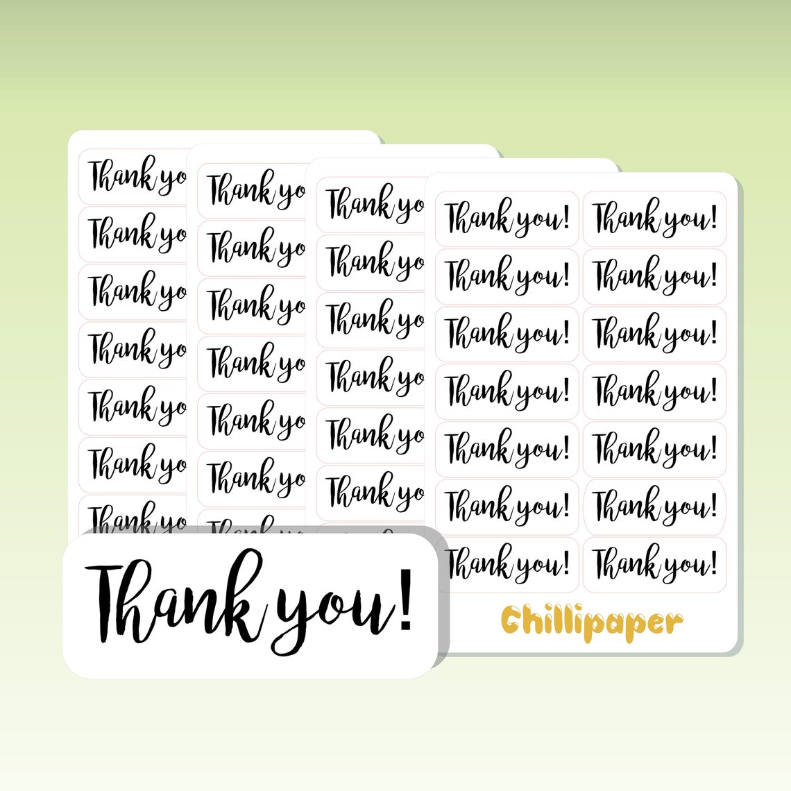Thank You Sticker Thank You Label Thank You Rectangle Etsy - Etsy
