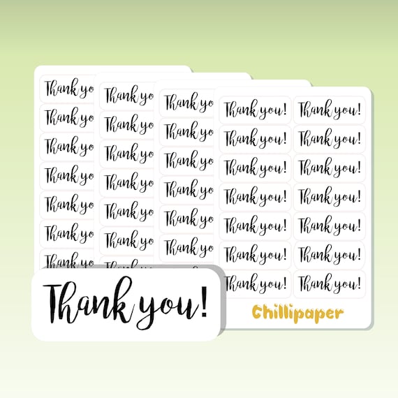 Thank You Sticker Thank You Label Thank You Rectangle Etsy - Etsy